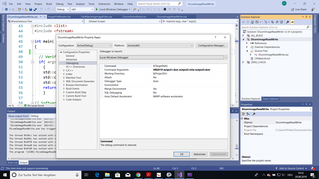 ITK error : GDCM could not read the DICOM image showing “DicomImageReadWrite.exe has triggered a ...