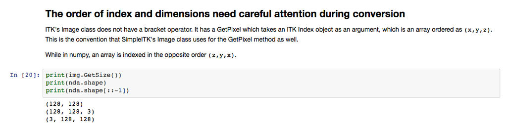 Why to invert the order of the indices between numpy and SimpleITK? - Engineering - ITK