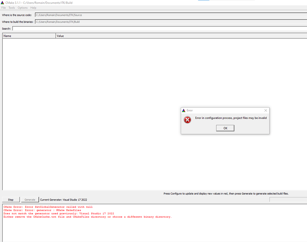Errors While launching ITK - Beginner Questions - ITK